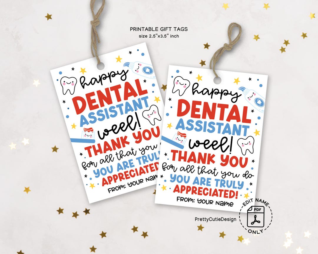 Dental Assistants Appreciation Gift Tag, Dental Assistants Thank You ...