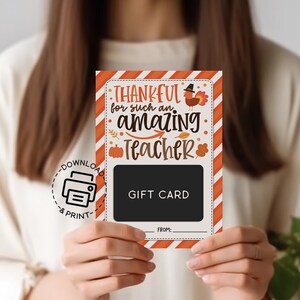 Thankful for Such an Amazing Teacher Thanksgiving Gift Card Holder ...