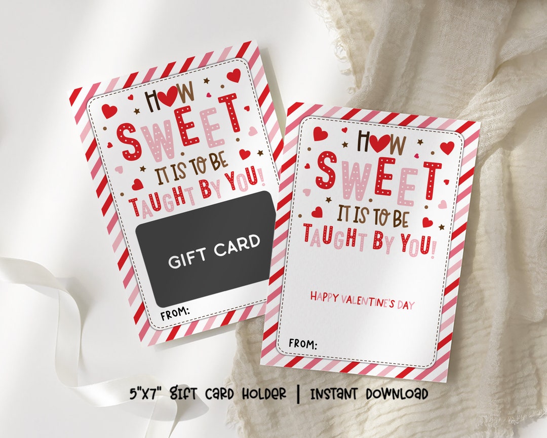 Printable Valentine Teacher Gift Card Holder, Valentine Gift Card ...