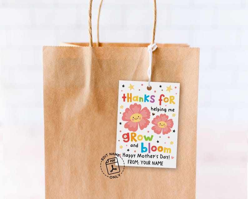 Mother's Day Flower Gift Tags: Grow and Bloom Printable (PDF) - Etsy