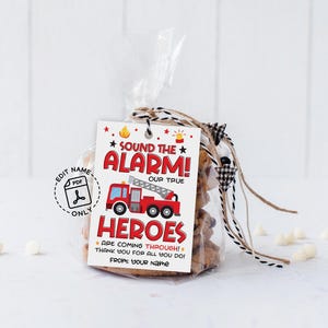 Firefighter Appreciation Tags Printable, Sound the Alarm Firefighter ...