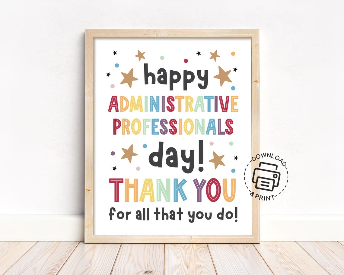 Administrative Professionals Day Sign Printable, Office Wall Art, Admin ...