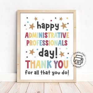 Administrative Professionals Day Sign Printable, Office Wall Art, Admin ...