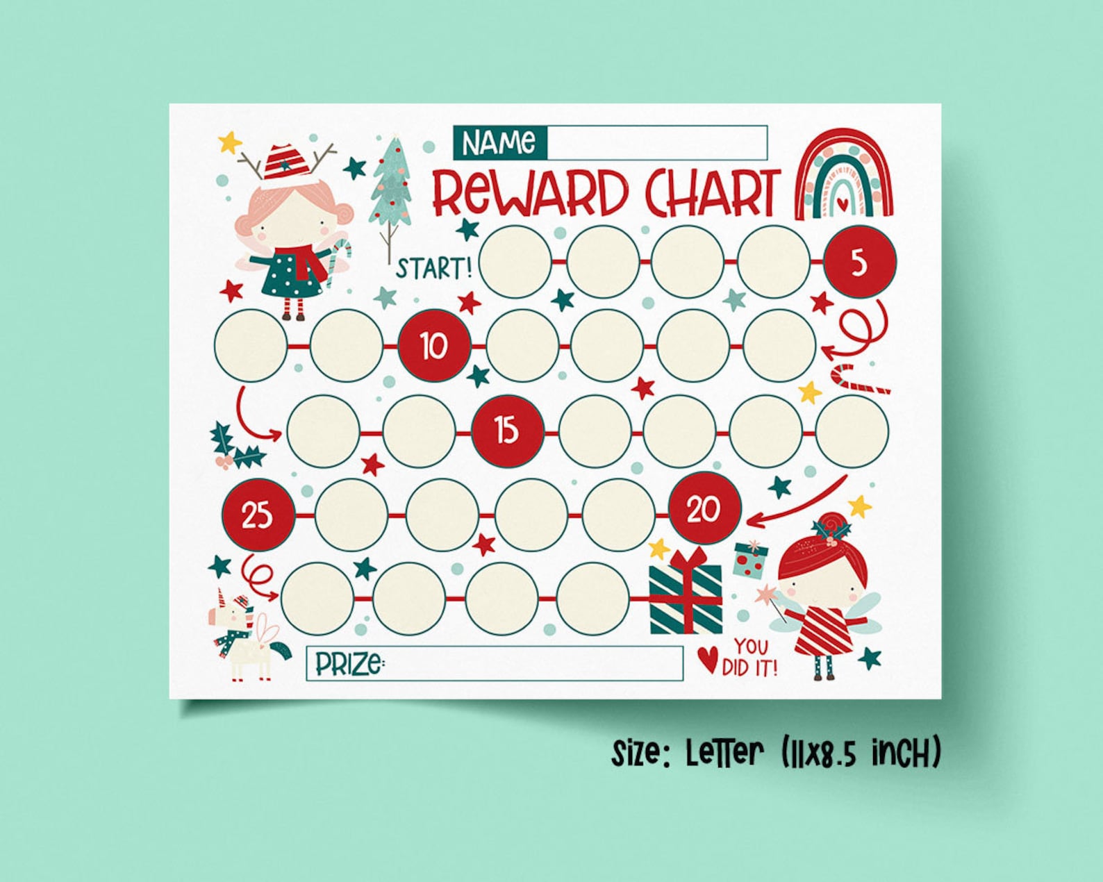 Christmas Reward Chart for Kids Girls Unicorn Holiday Magic - Etsy
