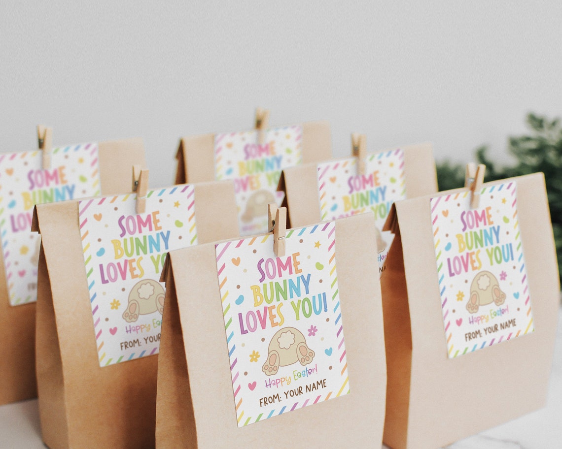Easter Gift Tag Printable, Somebunny Loves You Tag, Happy Easter Bunny ...