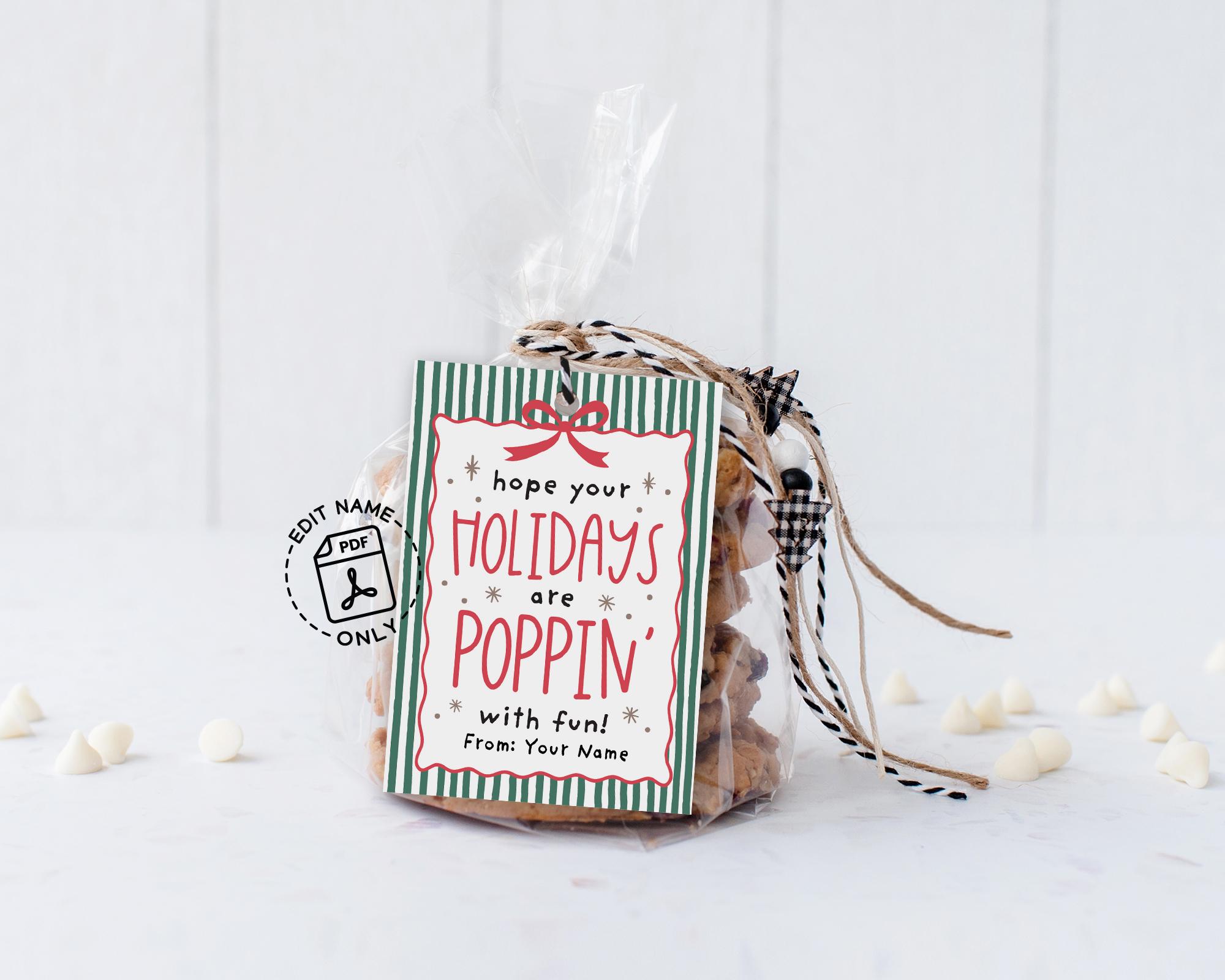 Popcorn Gift Tags, Poppin’ Holidays Printable, Christmas Treat Bag ...