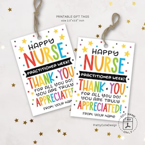 Nurses Practitioner Week Gift Tags Printable, Nurse Appreciation Gift ...