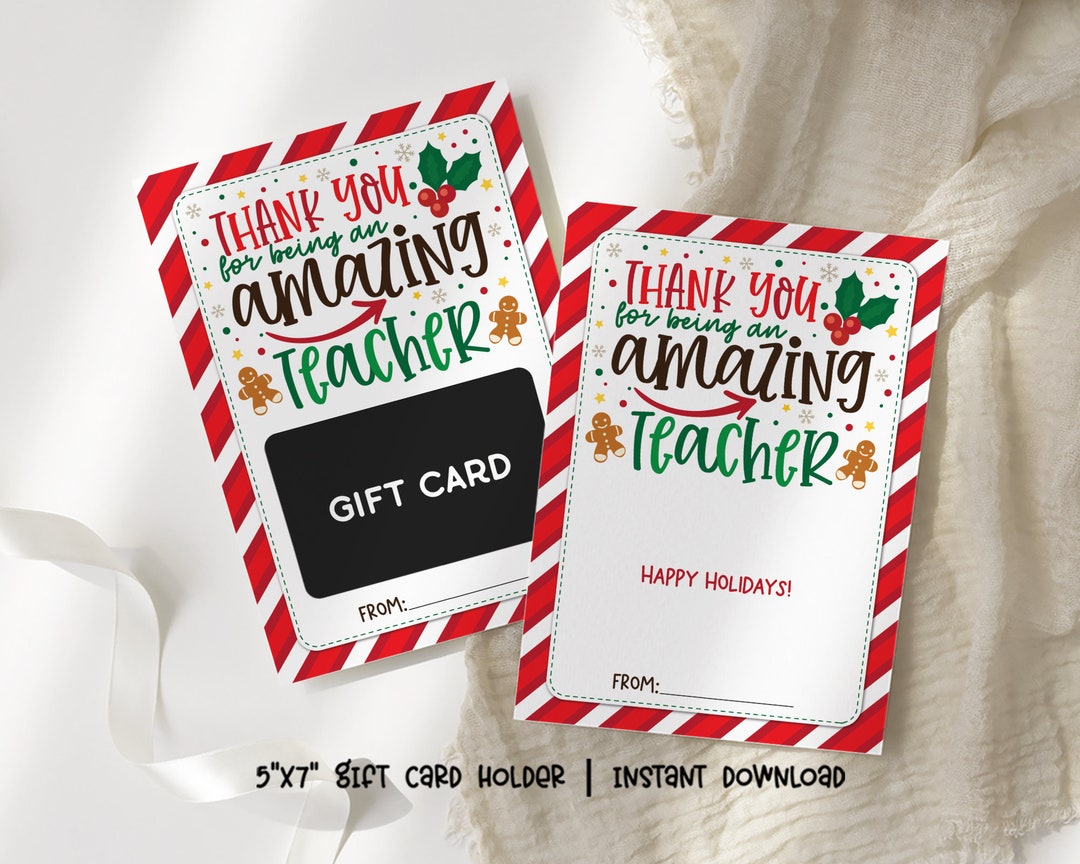 Thank You for Being an Amazing Teacher, Christmas Gift Card Holder ...