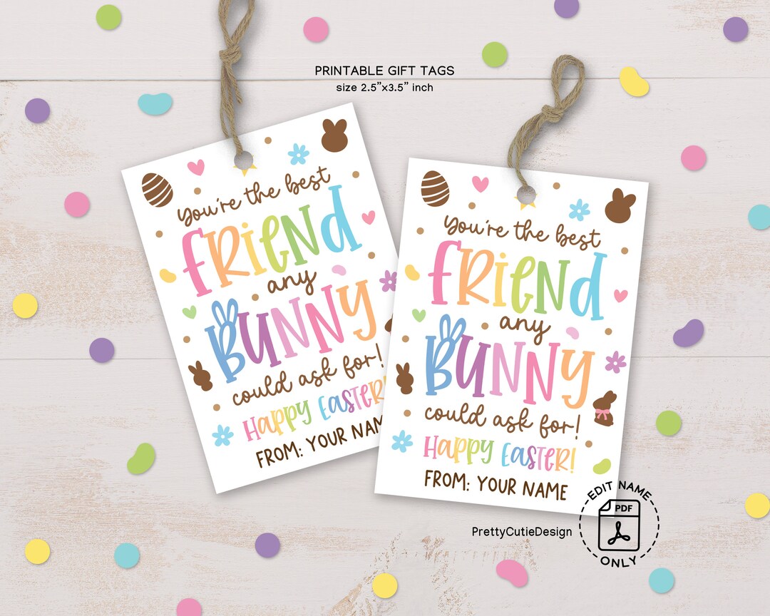 Printable Easter Friend Gift Tag, School Easter Treat Tags, Easter ...