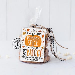 Pumpkin Spice Thanksgiving Gift Tags Printable, School Staff Teacher ...
