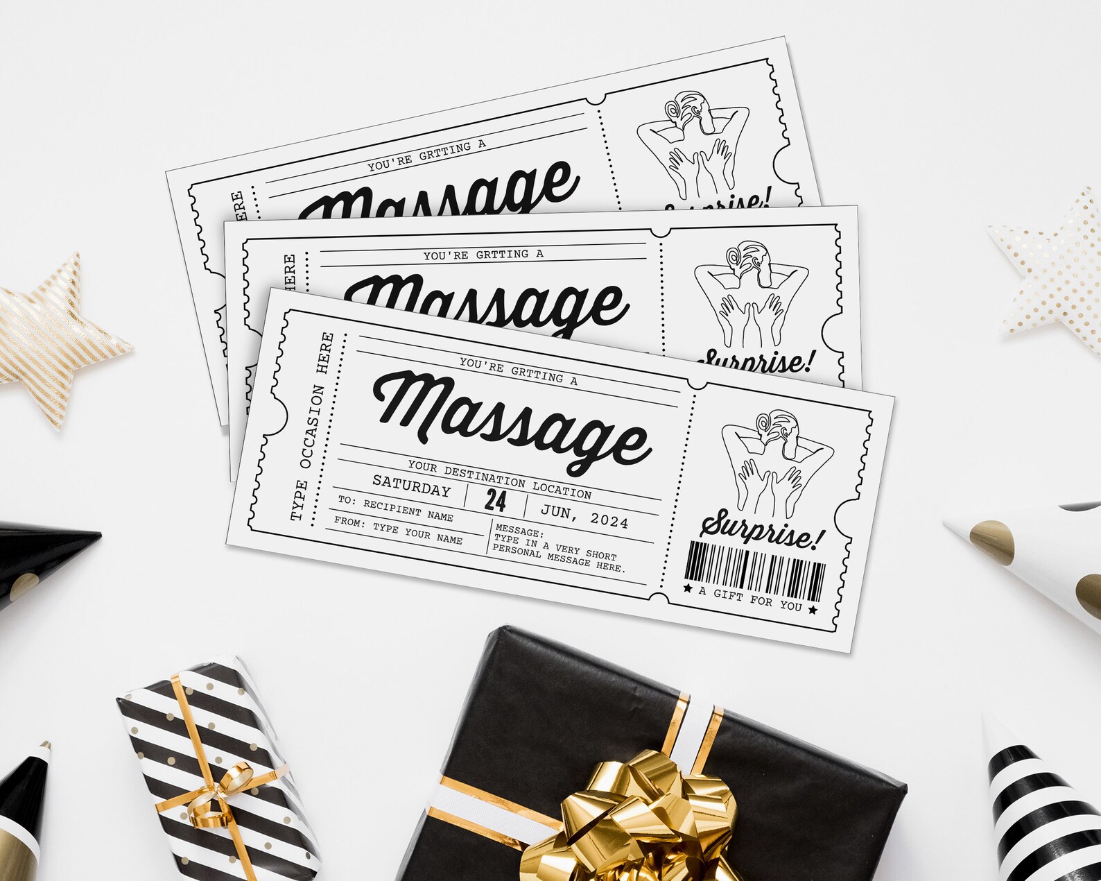 Massage Gift Certificate Template: Surprise Spa Ticket (printable) - Etsy