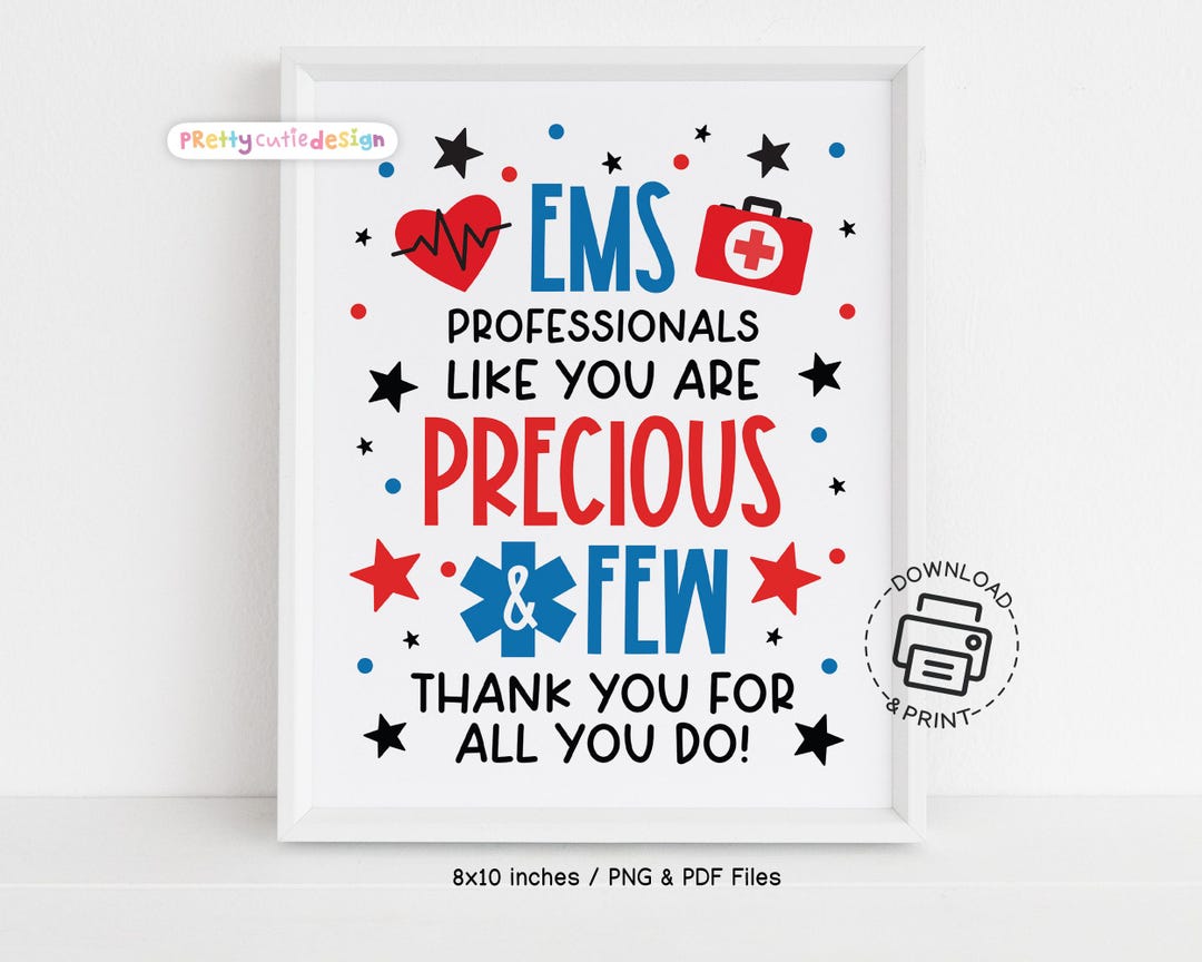 EMS Week Printable Sign for Emergency Medical Services Appreciation ...