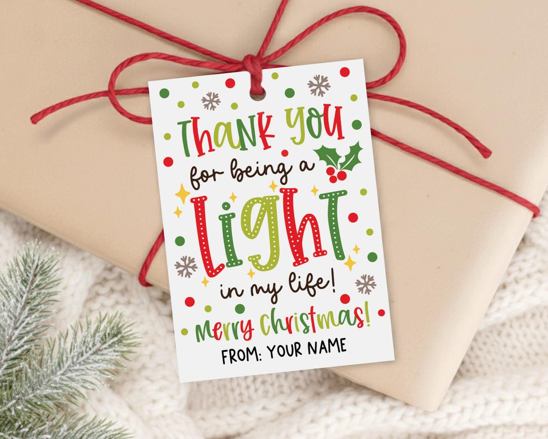 Christmas Candle Gift Tags Printable, Light in My Life, Holiday Thank ...