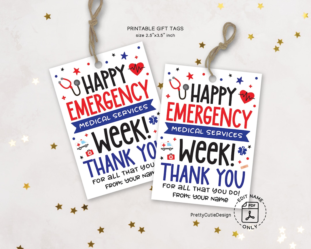 EMS Week Gift Tag, Emergency Medical Services, First Responder Gifts ...