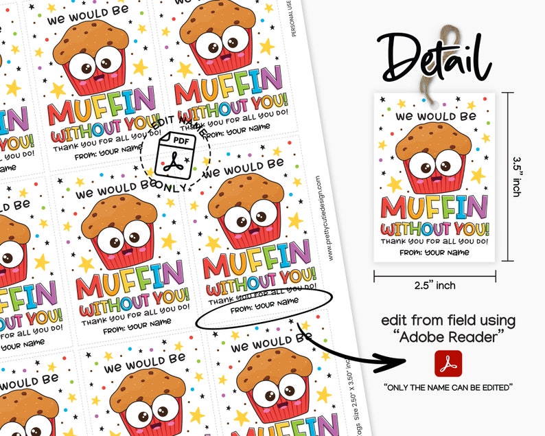 Muffin Teacher Appreciation Gift Tags (digital Download) - Etsy