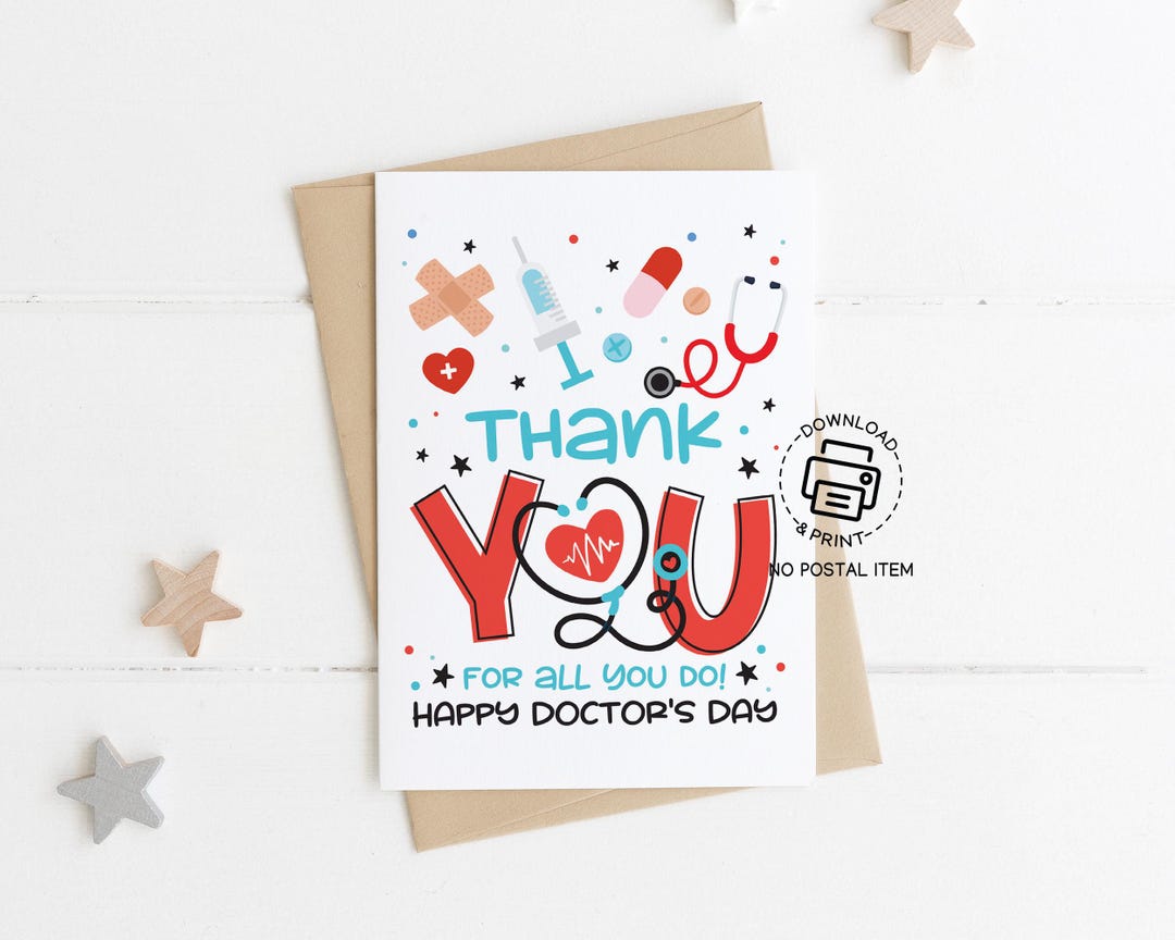 Doctor’s Appreciation Card, Printable Happy Doctor’s Day Card, Thank ...