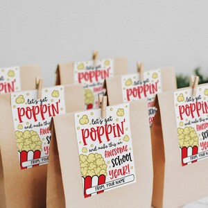 Popcorn Back to School Gift Tag Printable: Teacher Student Treat (PDF ...