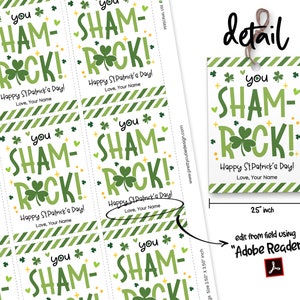 St Patricks Day Printable Tags, You Shamrock Gift Tag, Kids St Patricks ...