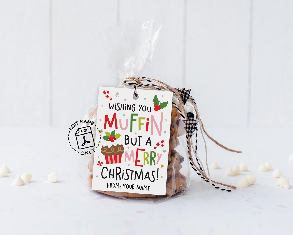 Christmas Muffin Gift Tags Printable, Bakery Treat Labels for Holiday ...