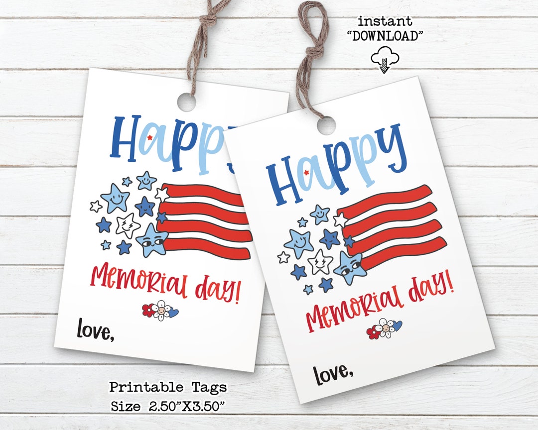 Printable Happy Memorial Day Gift Tag 4th of July Gift Tag - Etsy