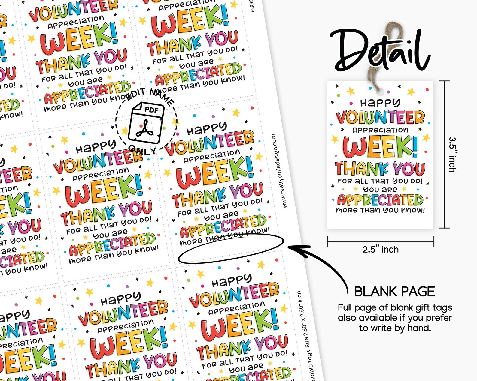 Volunteer Appreciation Gift Tag Printable, Classroom Volunteer ...