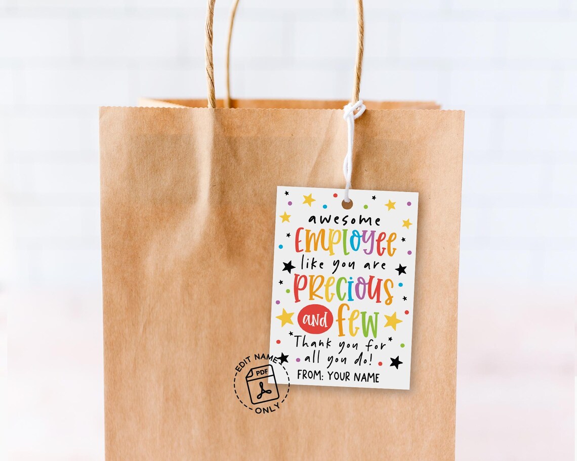 Employee Appreciation Day Gift Tag, Printable Thank You Employee Gift ...