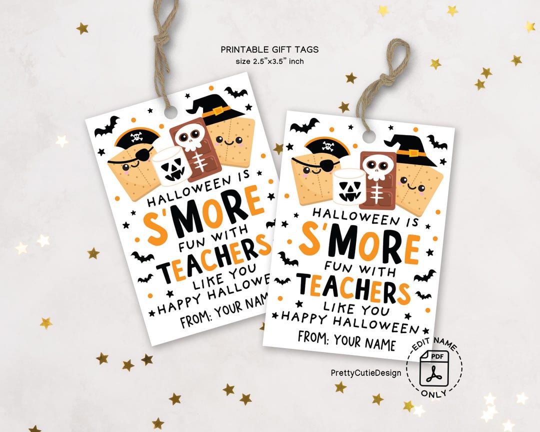 Halloween Teachers Gift Tags Printable: S’mores Treat Labels, Classroom ...