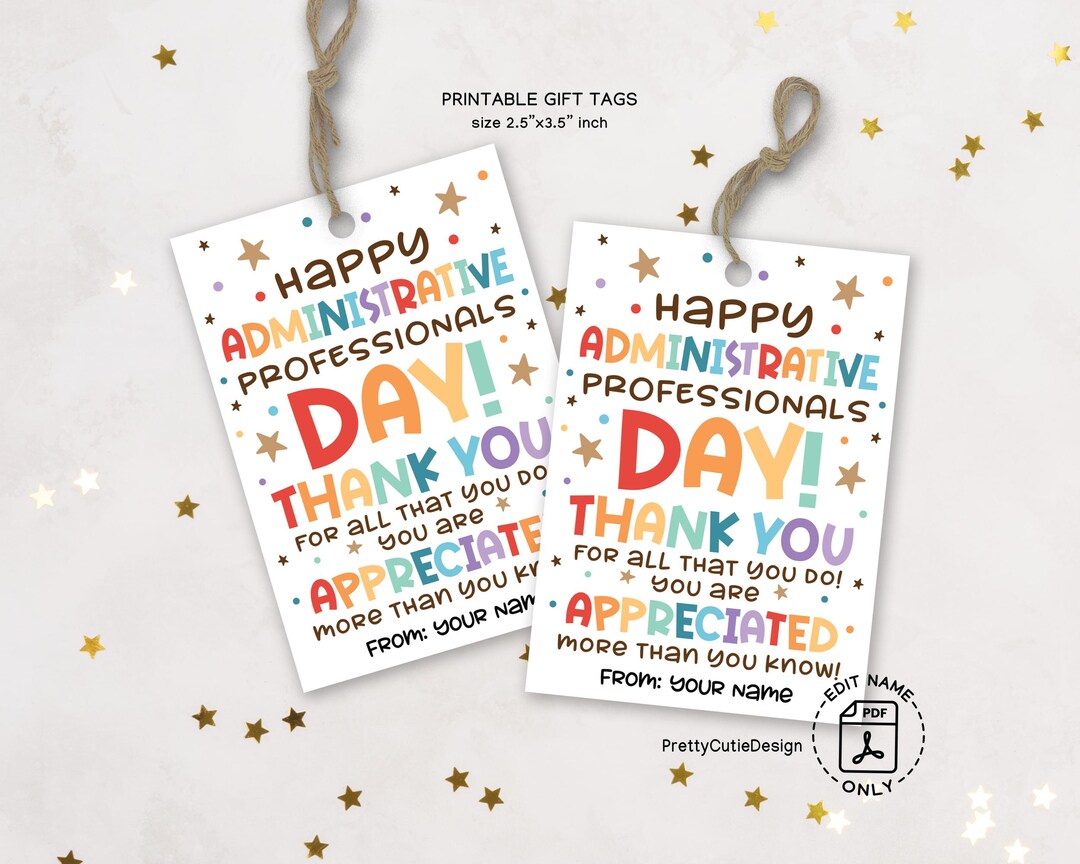 Administrative Professionals Day Gift Tag Printable, Office Staff ...