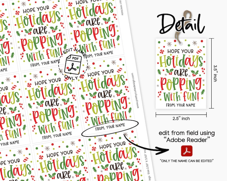 Christmas Popcorn Tag, Poppin Holiday Printable, Student Teacher Gift ...