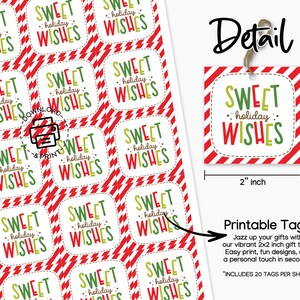 Sweet Holiday Wishes Gift Tags, Printable Square Xmas Tags, Christmas ...