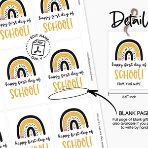 Happy First Day of School Gift Tags for Students, Teachers, Back to ...
