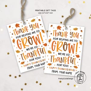 Thanksgiving Gift Tags Printable, Fall Teacher Thank You Favor Tags ...