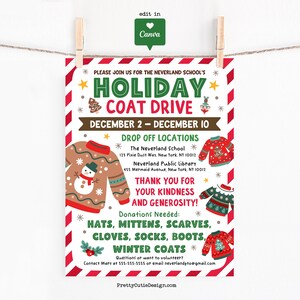 Holiday Coat Drive Flyer, Canva Template, School Winter Clothing ...
