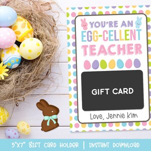 You're an Egg-cellent Teacher, Pastel Color Easter Coffee Gift Card ...