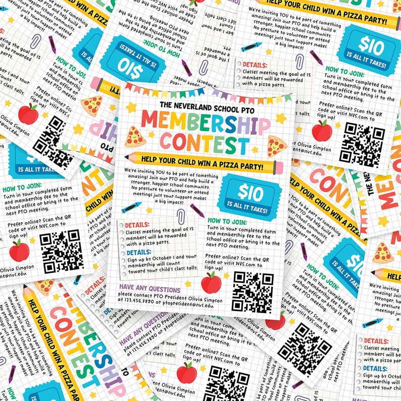 Editable School PTO PTA Flyer: Pizza Party Contest, Canva Template ...