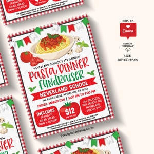 Pasta Night Fundraiser Flyer: Spaghetti Dinner, School Event, Canva ...