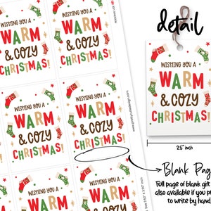 Warm and Cozy Christmas Tag, Warm and Cozy Holiday Tag, Cozy Socks ...