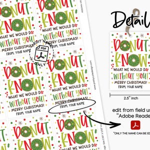 Printable Christmas Donut Cake Gift Tags, Donut Know What We Would Do ...
