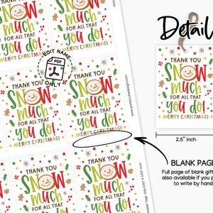 Funny Christmas Thank You Gift Tags, Snowman Design (printable) - Etsy