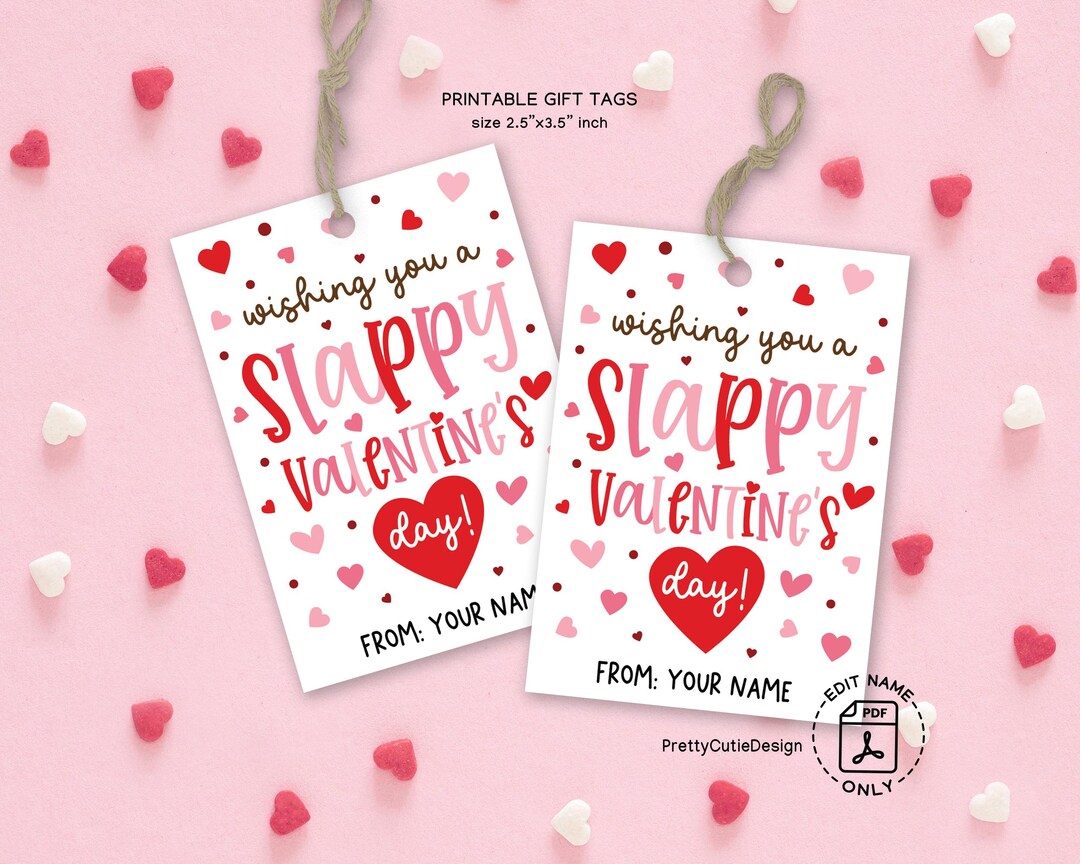 Valentine Gift Tag, Slappy Valentines Day Tags, Slap Bracelet Tag ...