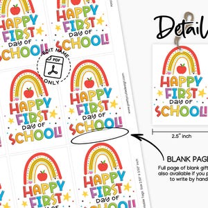 Happy First Day of School Gift Tag for Teacher, Back to School Gift ...