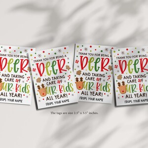 Christmas Gift Tag, Holiday Thank You Favor Tags, Daycare Teacher ...