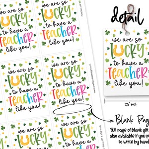 Teacher St Patricks Day Gift Tag Printable, Lucky to Have Teacher Like ...