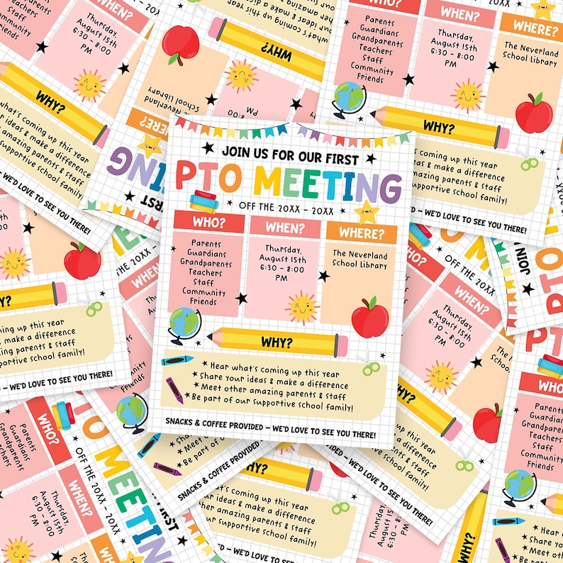 Editable PTO Meeting Flyer Template: Back to School PTA Invitation ...
