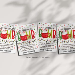 Printable Hot Chocolate Bomb Gift Tag, Christmas Cocoa Bomb ...