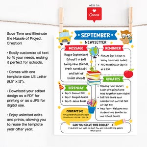Editable September Classroom Newsletter Template: Back to School Flyer ...
