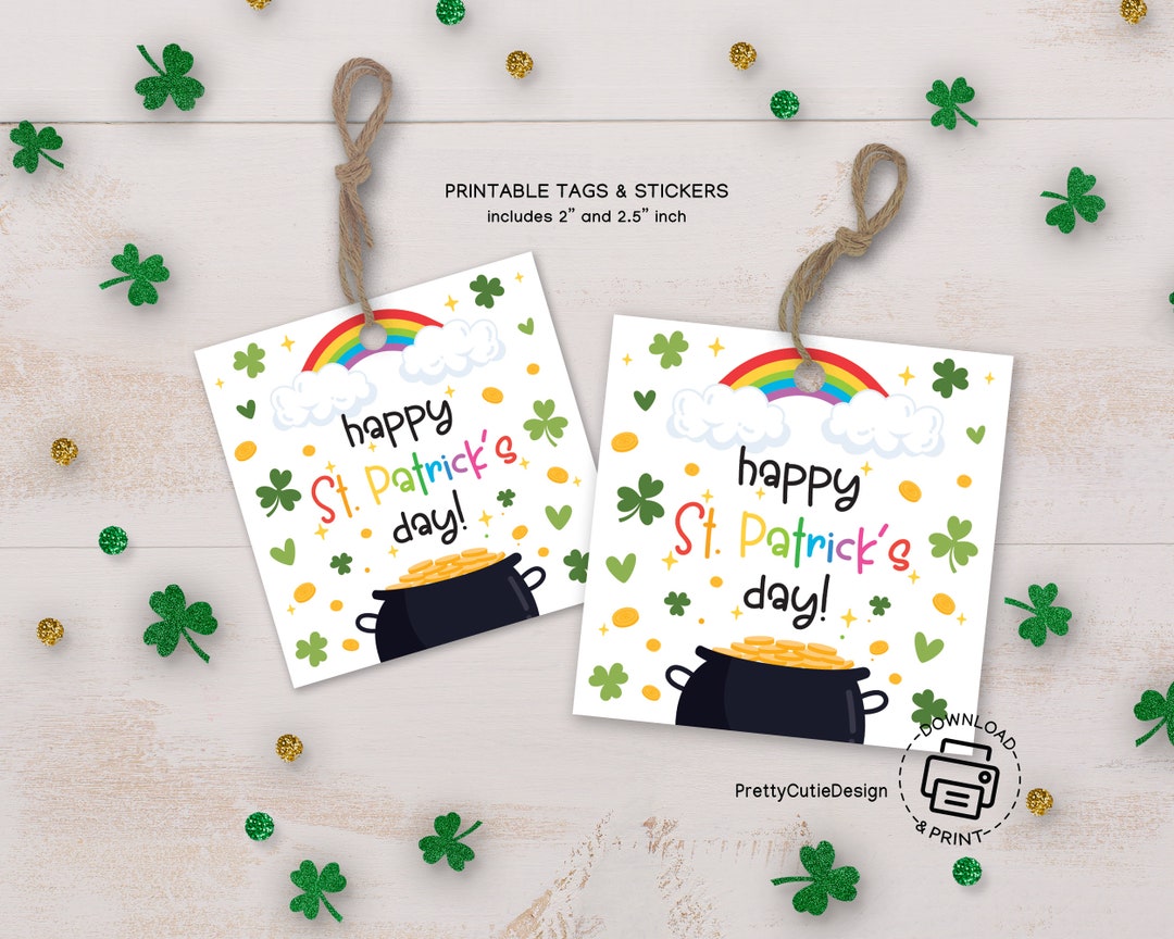 Happy St Patricks Day Cookie Tag, Saint Patricks Day Pot of Gold Tag ...