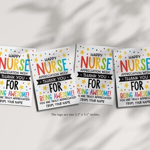 Nurse Appreciation Week Gift Tags Printable, Thank You for Being ...