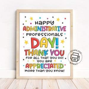 Administrative Professionals Day Sign Printable, Admin Appreciation ...