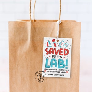 Saved by the Lab Gift Tag Printable, Lab Week Gift Tags, Medical Lab ...